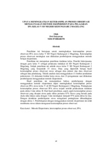 UPAYA MENINGKATKAN KETERAMPILAN PROSES OBSERVASI MENGGUNAKAN METODE EKSPERIMEN PADA PELAJARAN ...
